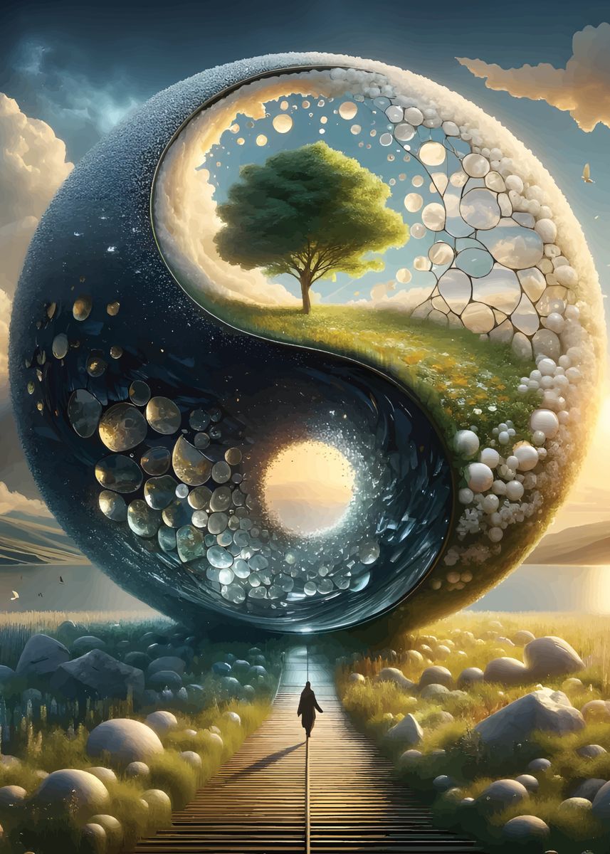 'Yin Yang Sphere' Poster, picture, metal print, paint by | Displate