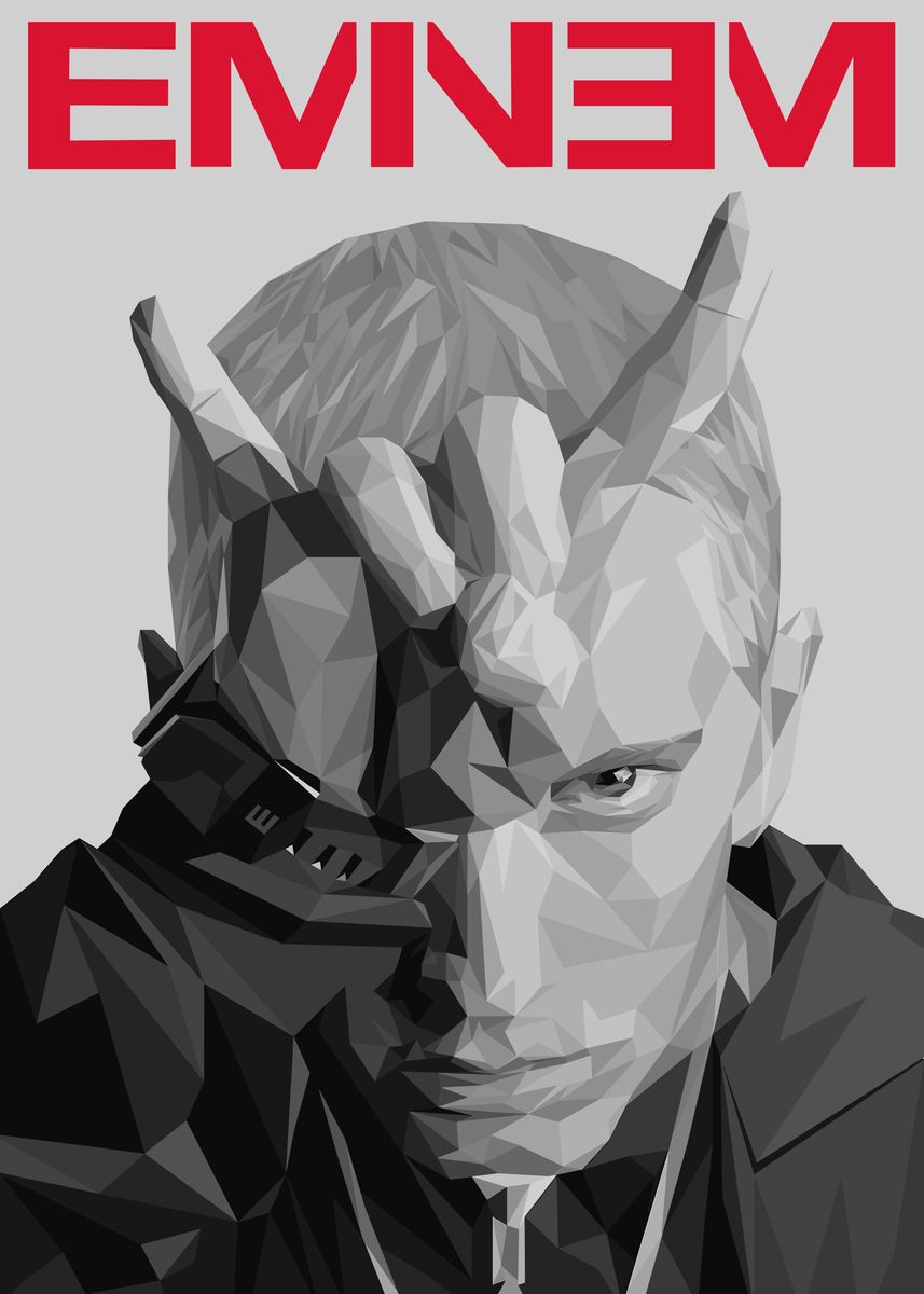 'Eminem Low Poly Portrait' Poster, picture, metal print, paint by Zalem ...