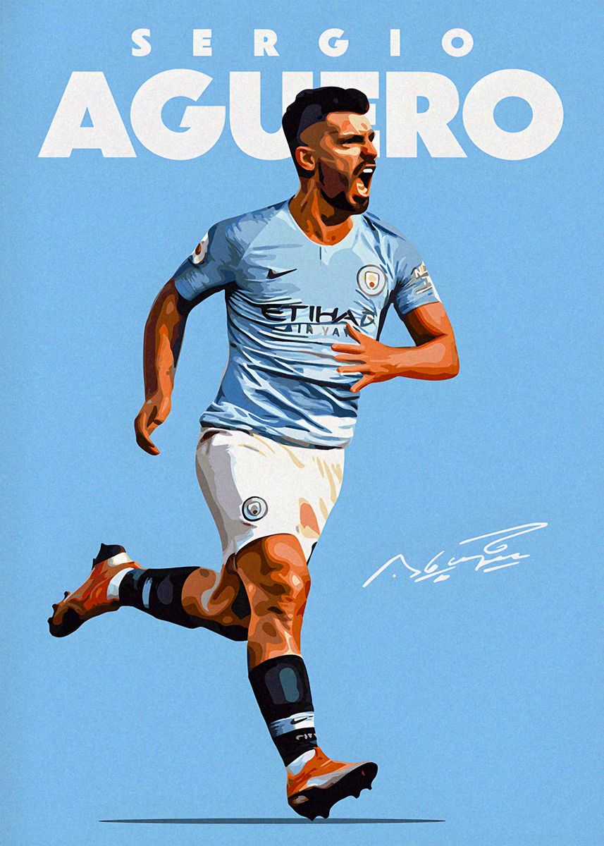 'Sergio Aguero' Poster, picture, metal print, paint by Katy 227 | Displate