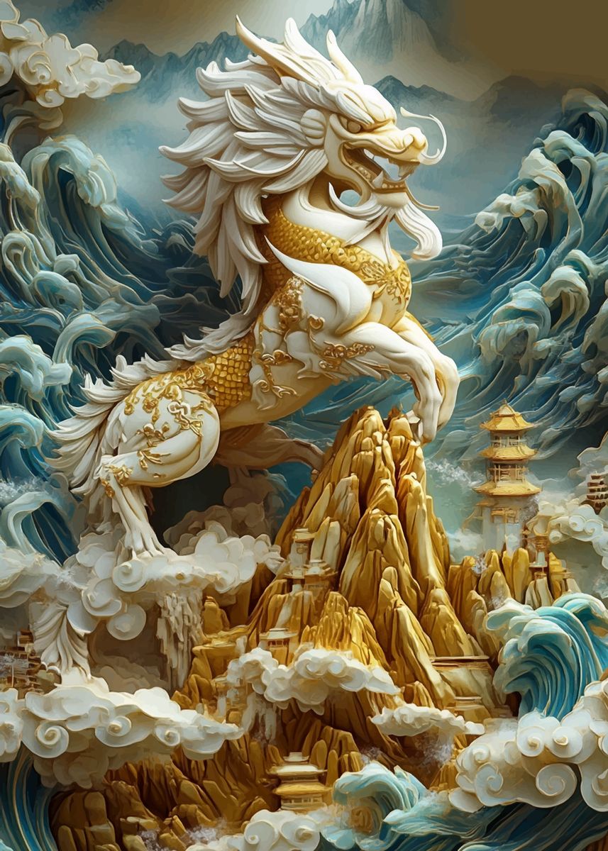 'Mythical Dragon Sculpture' Poster, picture, metal print, paint by ...
