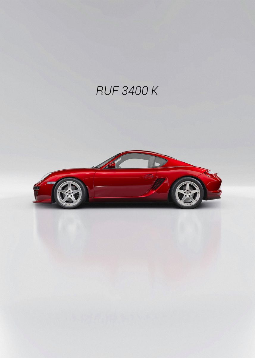 'Red RUF 3400K' Poster, picture, metal print, paint by One Line Artist ...