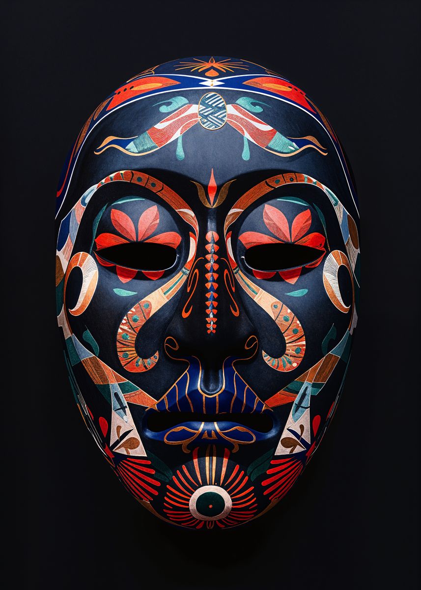 'Ornate Mask with Floral Motifs' Poster, picture, metal print, paint by ...