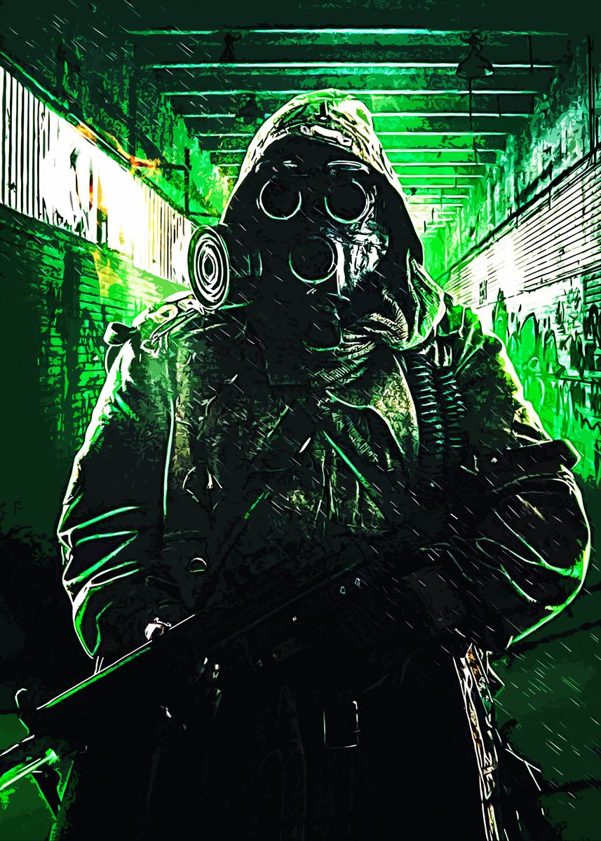 'Gas Mask Soldier' Poster, picture, metal print, paint by petruk ...