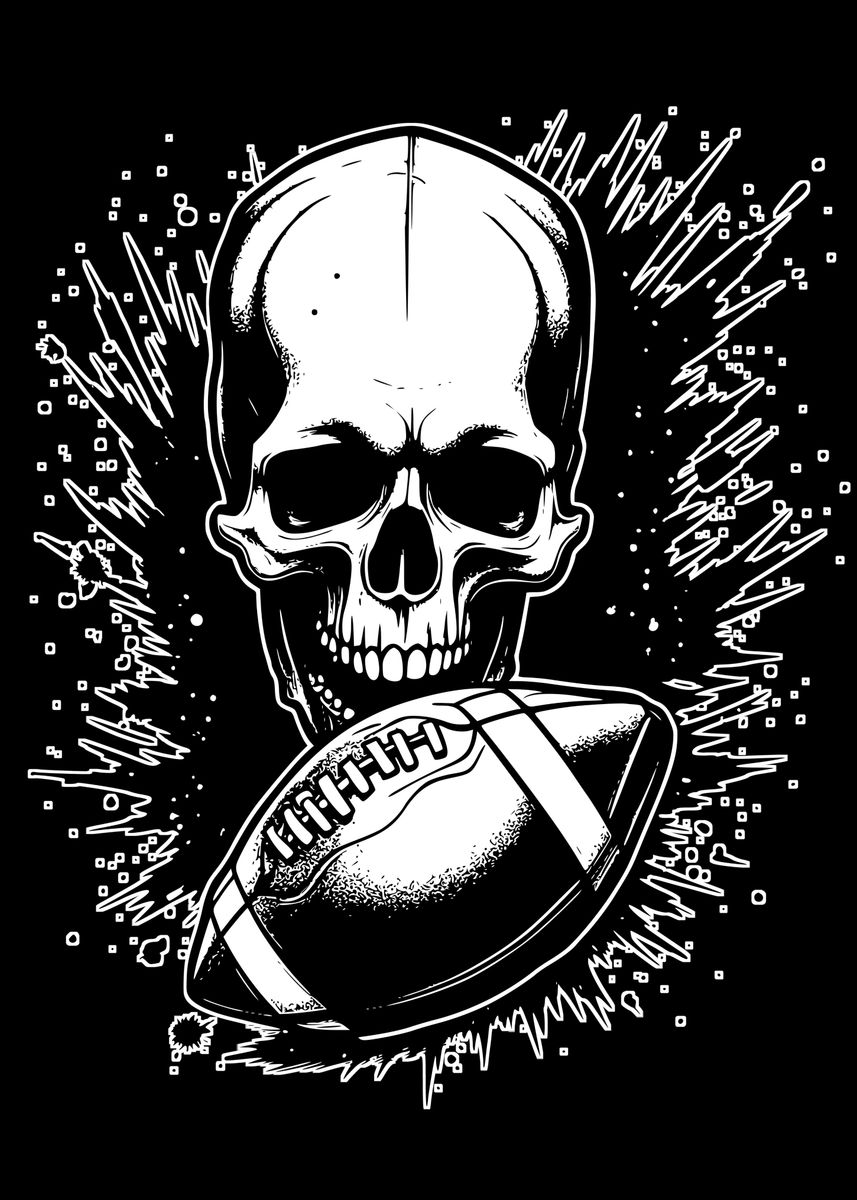 'Skull & Football' Poster, picture, metal print, paint by | Displate