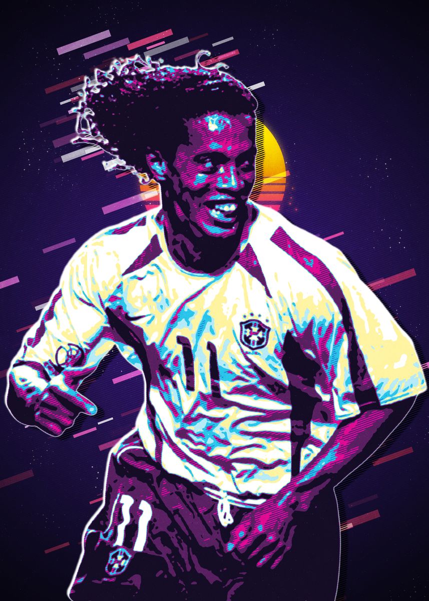 'Ronaldinho Retro Art' Poster, picture, metal print, paint by SOLIK ...