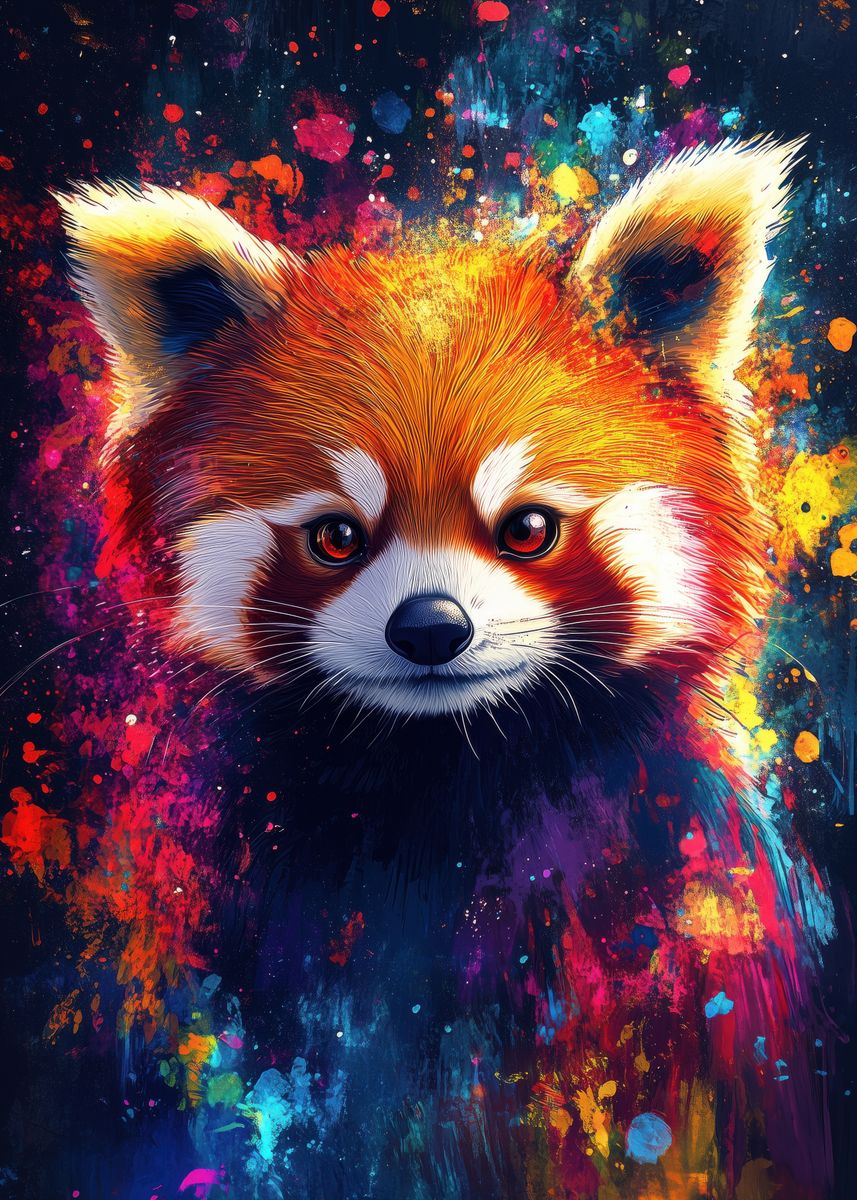'Red Panda Splash Art' Poster, picture, metal print, paint by Design ...