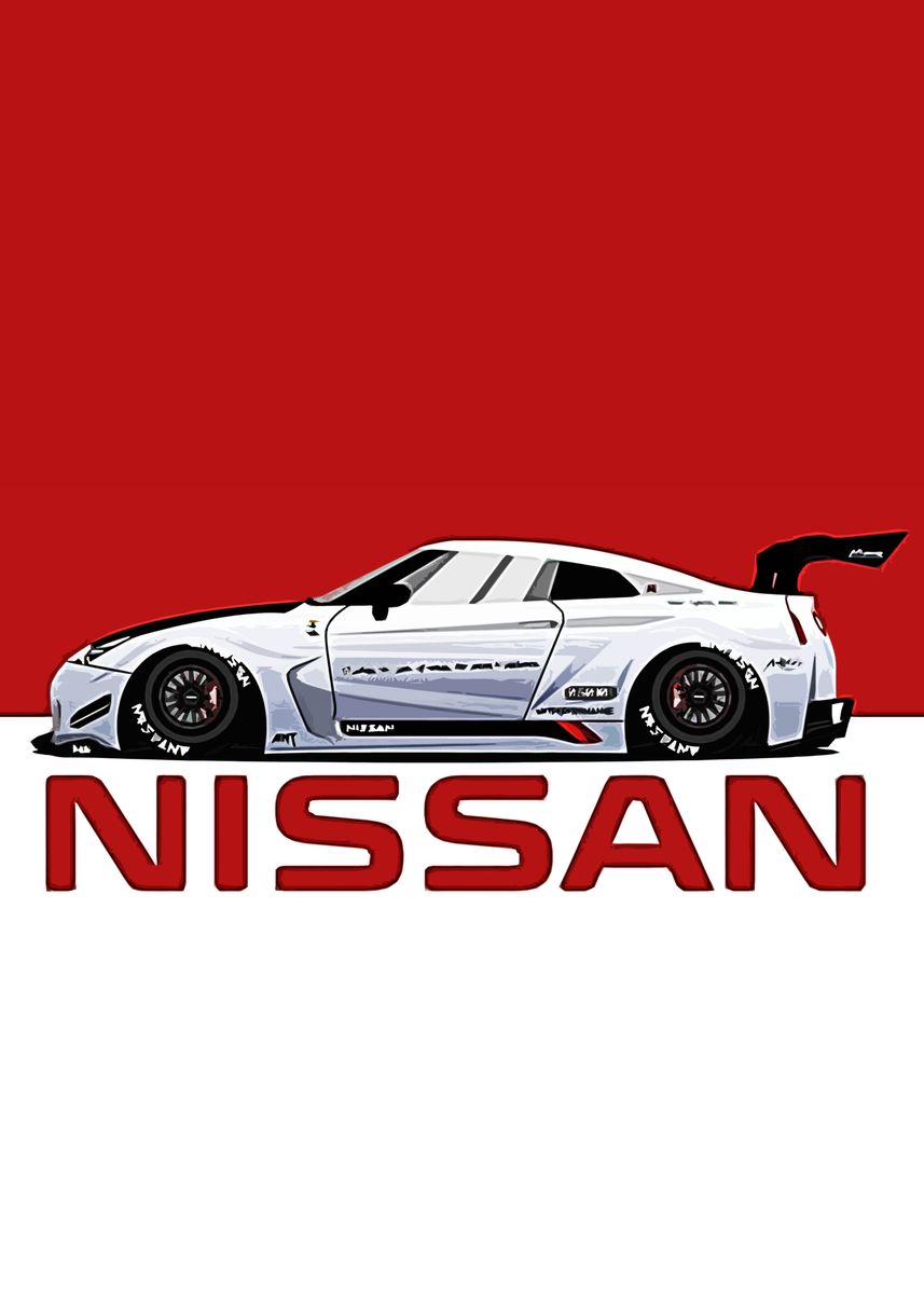 'Nissan GT-R Side View' Poster, picture, metal print, paint by petruk ...