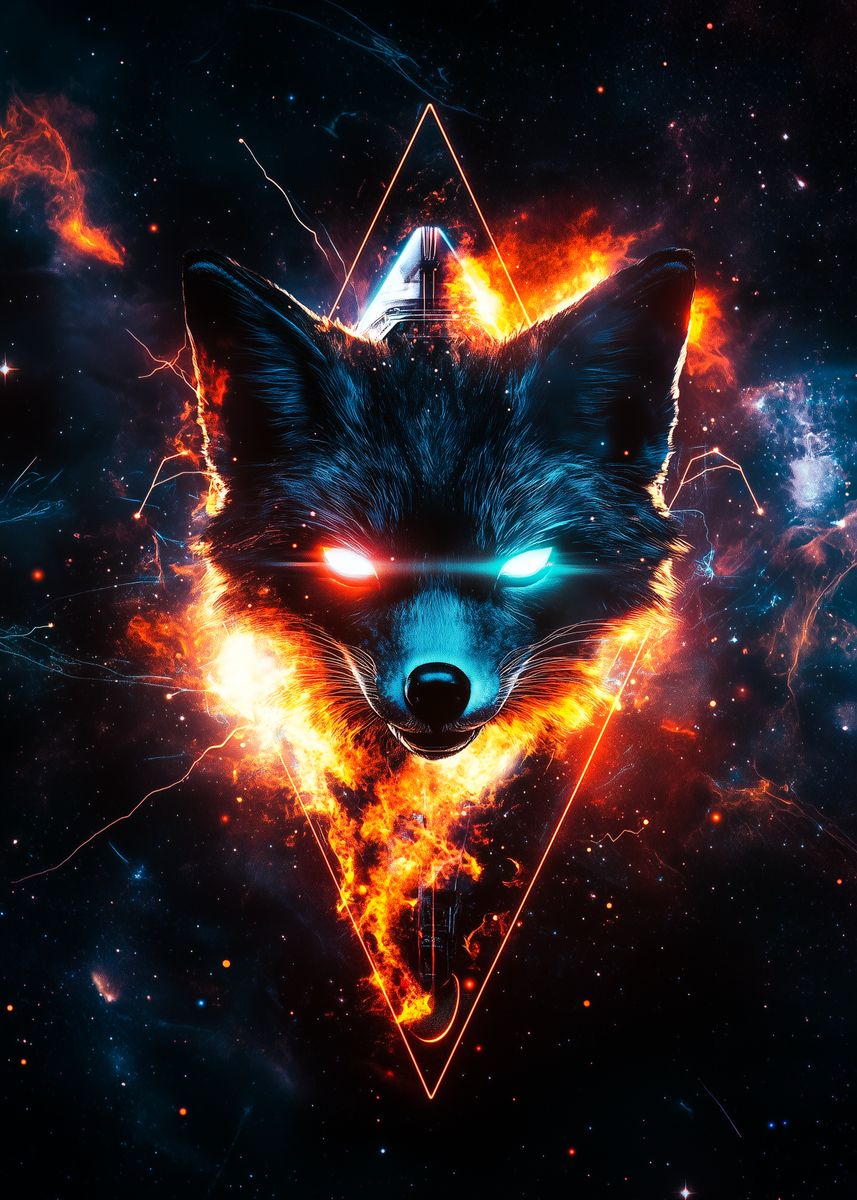 'Fiery Galactic Fox ' Poster, picture, metal print, paint by ...