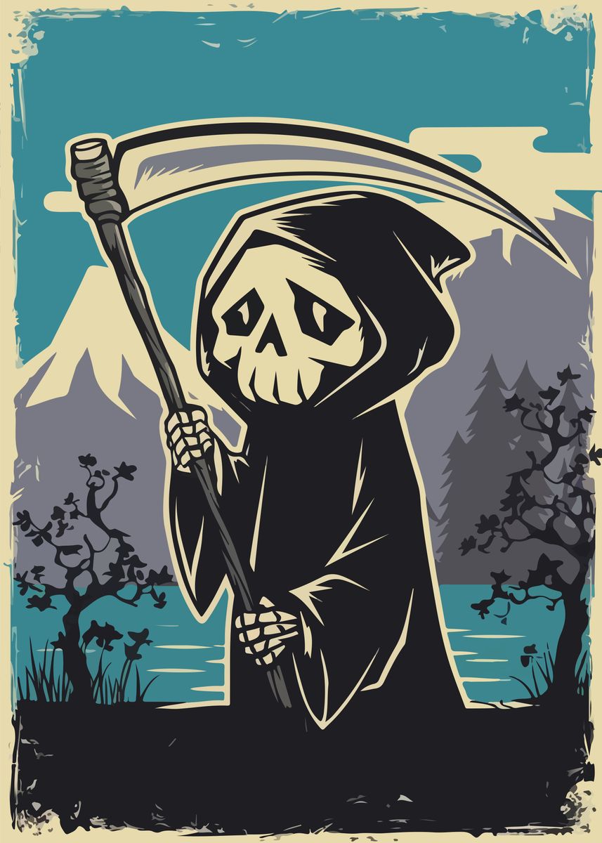 'Grim Reaper Illustration' Poster, picture, metal print, paint by ...