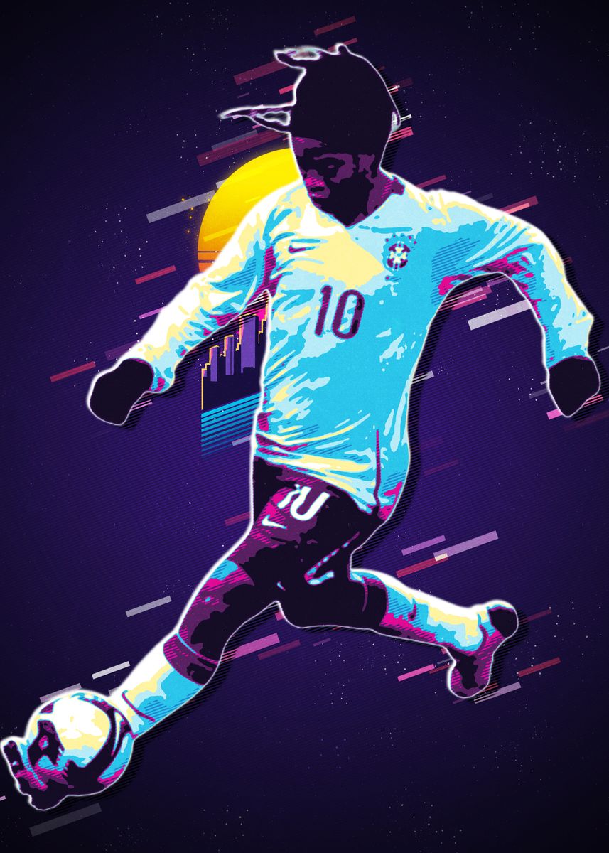 'Ronaldinho Retro Style' Poster, picture, metal print, paint by SOLIK ...