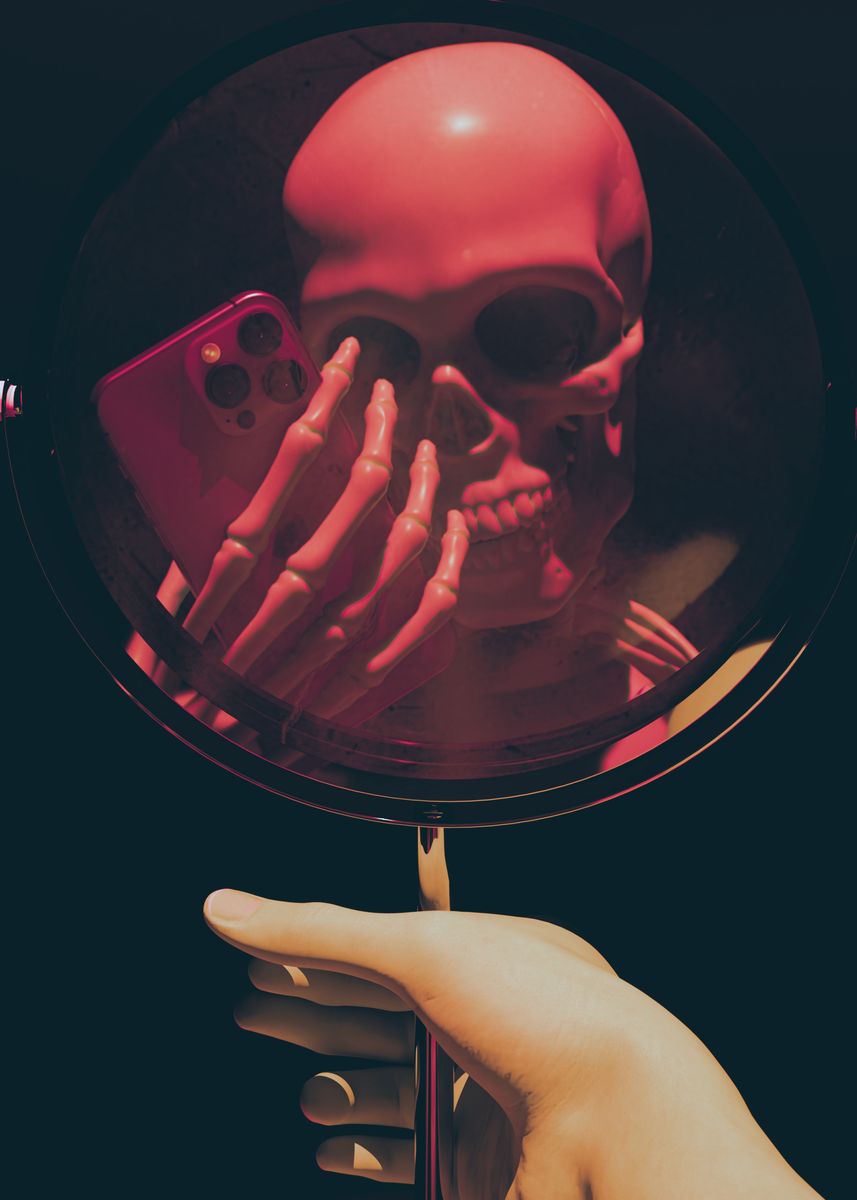 'Skeleton in Mirror' Poster, picture, metal print, paint by Alem Coksa ...