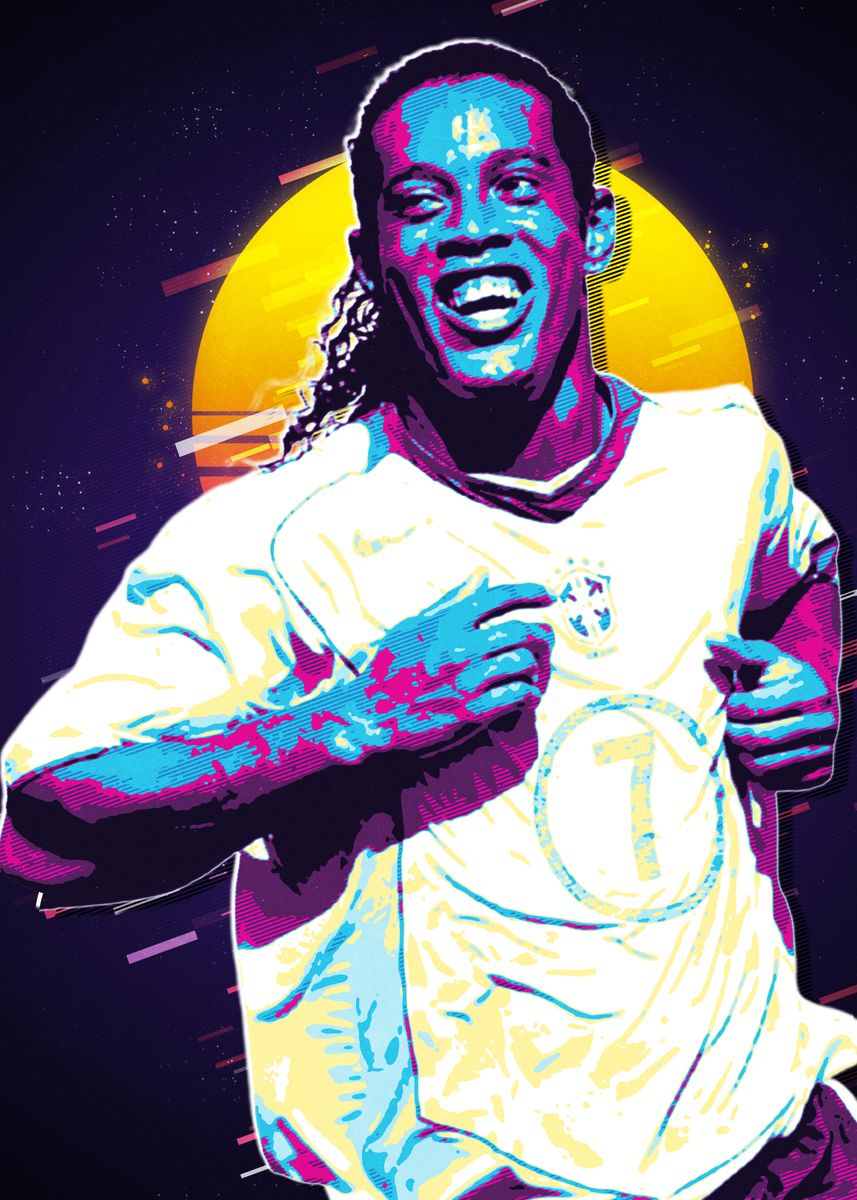'Ronaldinho Retro Art' Poster, picture, metal print, paint by SOLIK ...