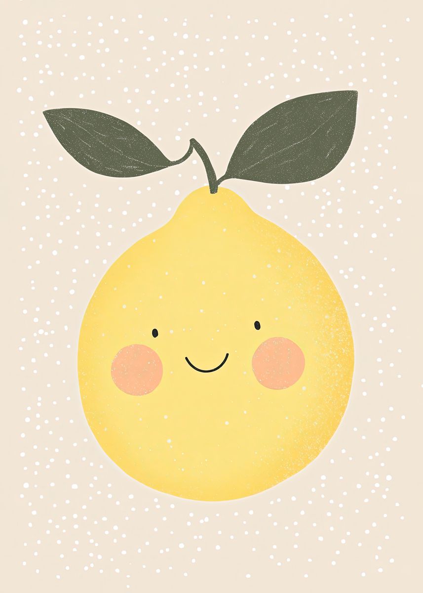 'Smiling Lemon Illustration' Poster, picture, metal print, paint by ...