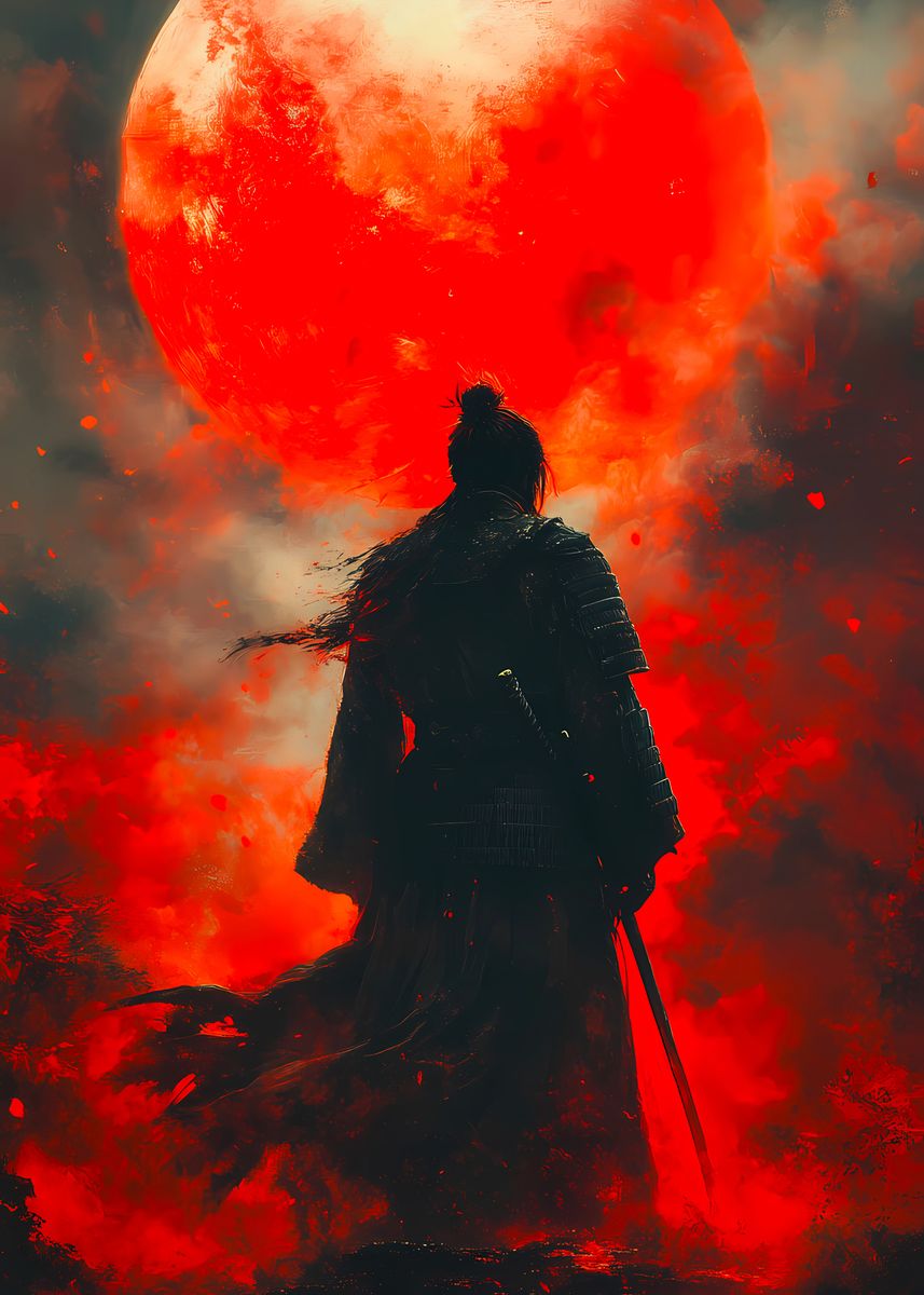 'Samurai Under Blood Moon' Poster, picture, metal print, paint by Leoni ...