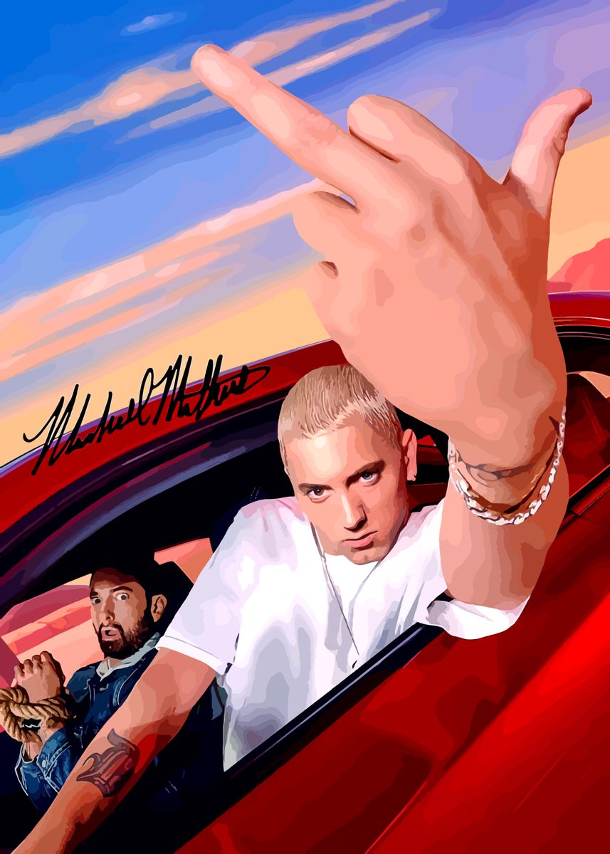'Eminem Middle Finger' Poster, picture, metal print, paint by Jhonnie ...