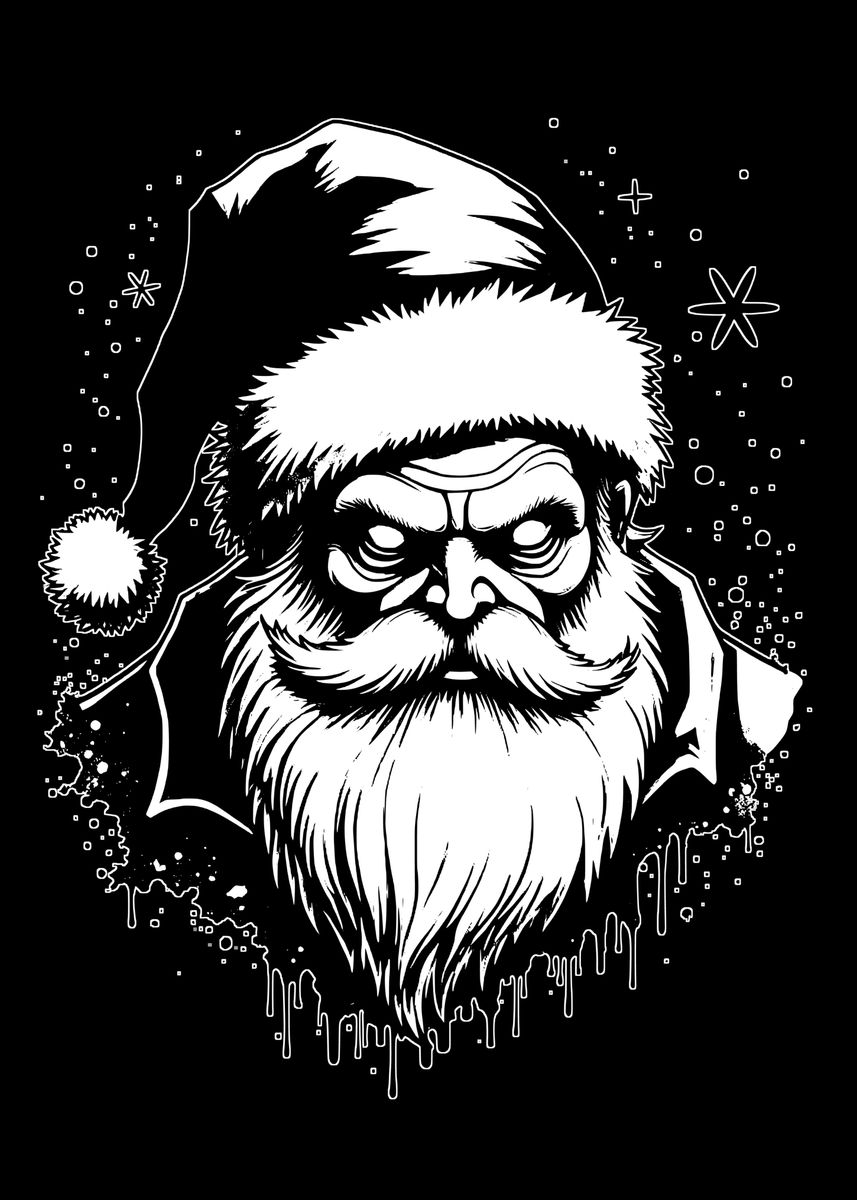 'Dark Santa Claus Illustration' Poster, picture, metal print, paint by ...