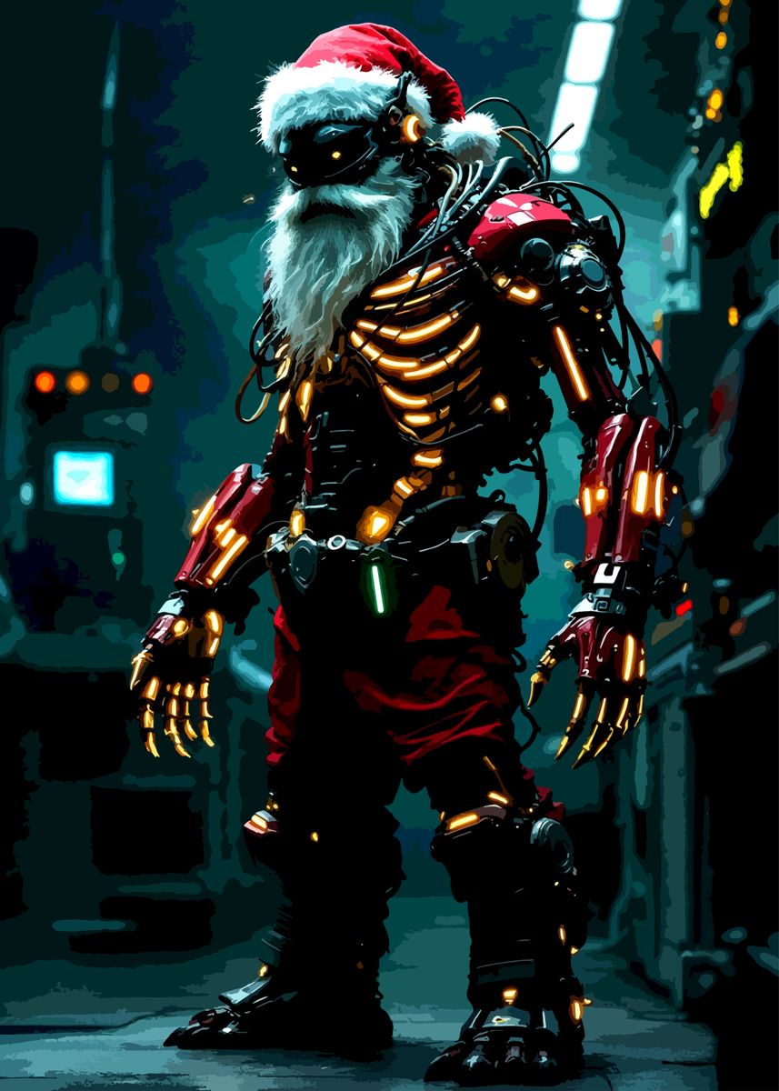 'Cyberpunk Santa Claus' Poster, picture, metal print, paint by Thoky ...