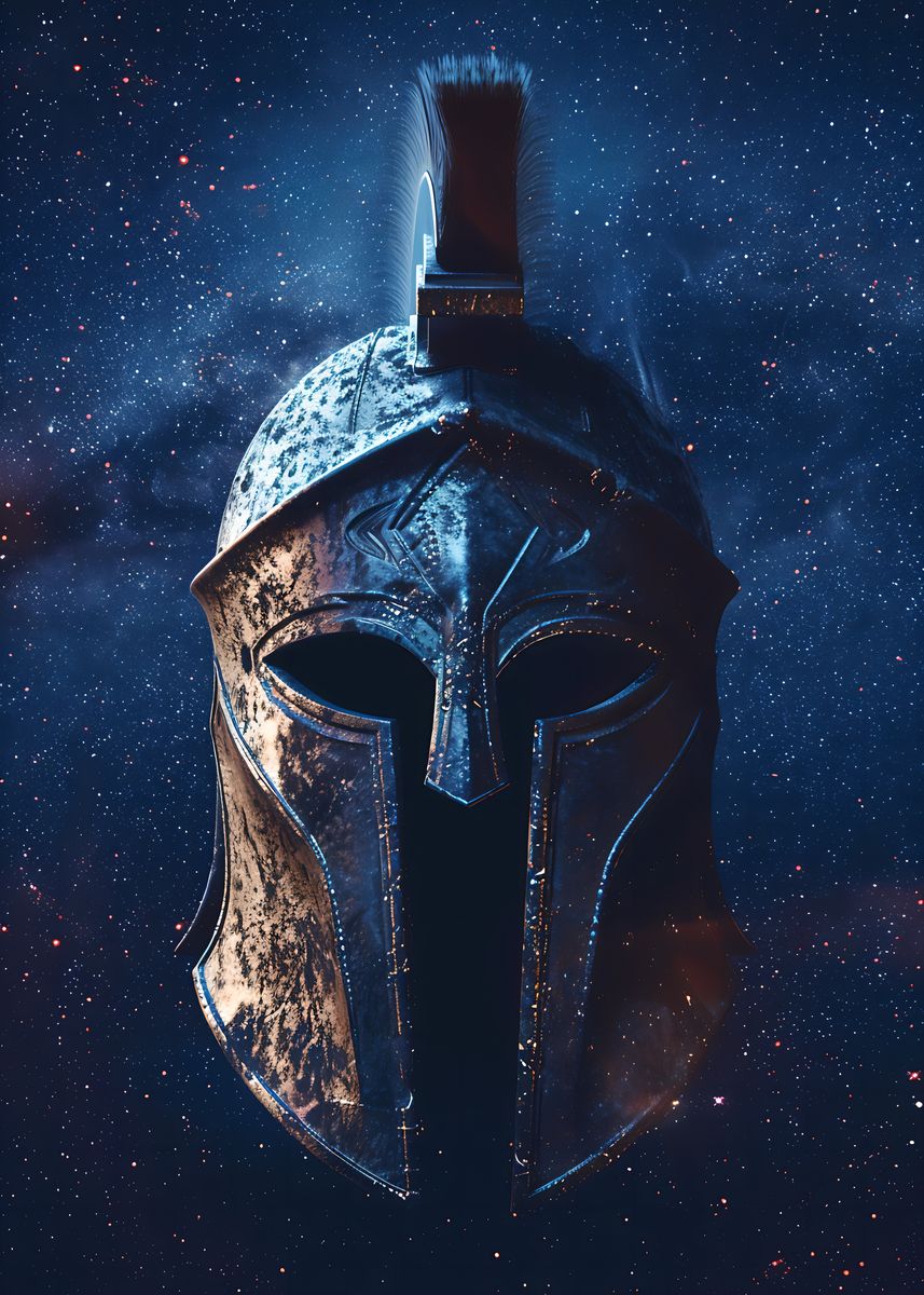 'Spartan Helmet in Space' Poster, picture, metal print, paint by ...