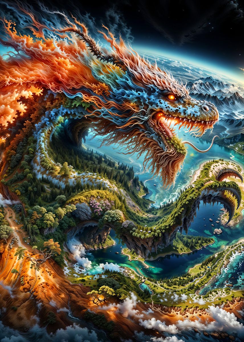 'Elemental Earth Dragon' Poster, picture, metal print, paint by ...