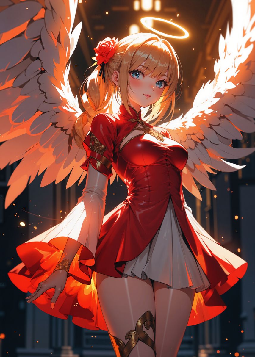 'Angel in Red Dress' Poster, picture, metal print, paint by Lukasz ...