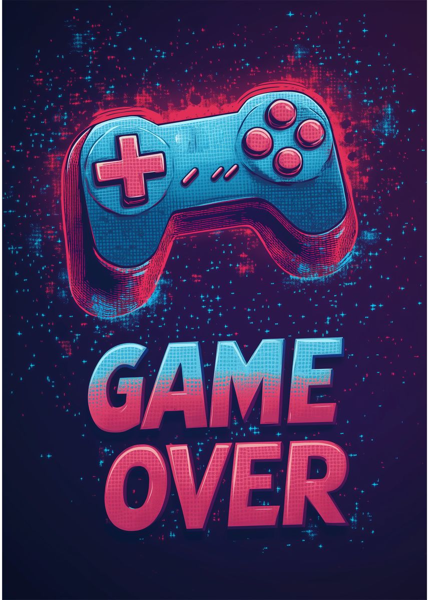 'Game Over Controller' Poster, picture, metal print, paint by Paulo ...