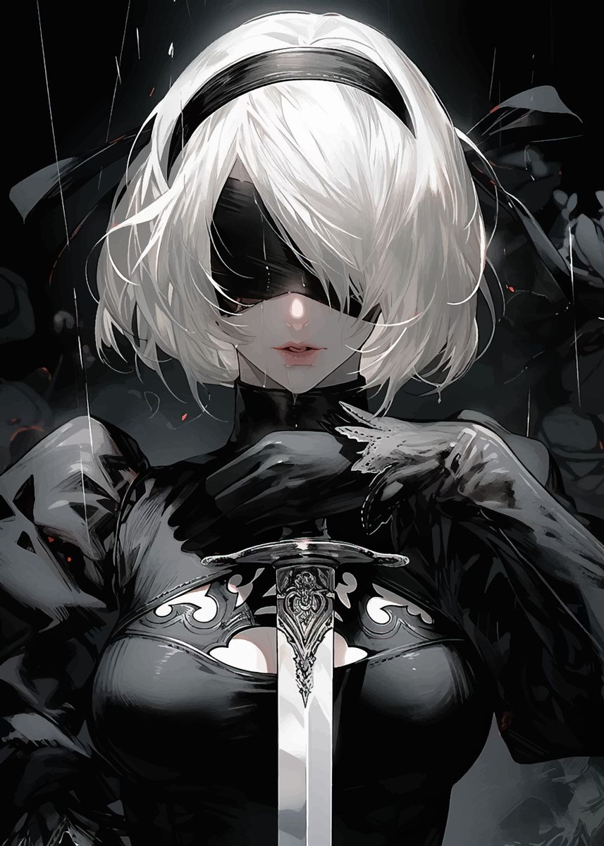 '2B Anime' Poster, picture, metal print, paint by miosoul karbu | Displate