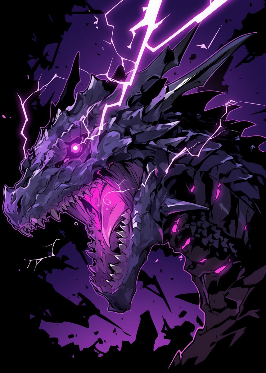 'Purple Dragon Illustration' Poster, picture, metal print, paint by ...