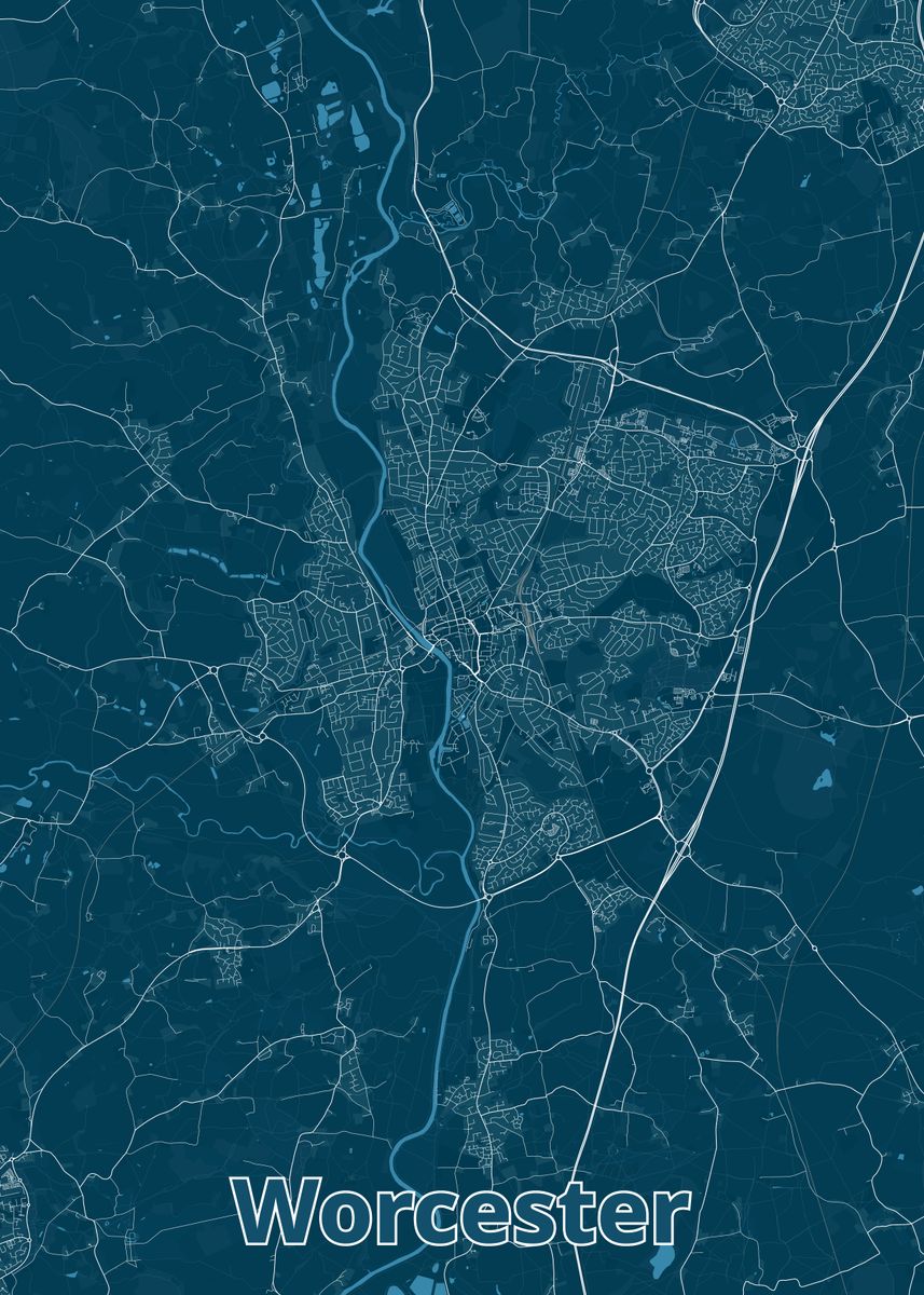 'Worcester City Map' Poster, picture, metal print, paint by Sam Kal ...