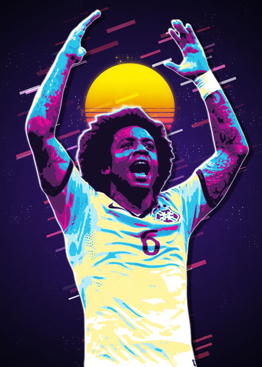 'Marcelino Retro Soccer Player' Poster, picture, metal print, paint by ...