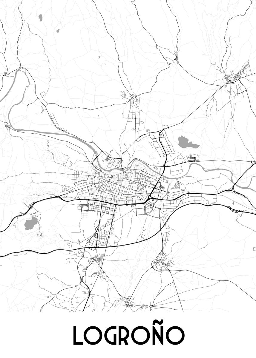 'Logroño City Map' Poster, picture, metal print, paint by Sam Kal ...