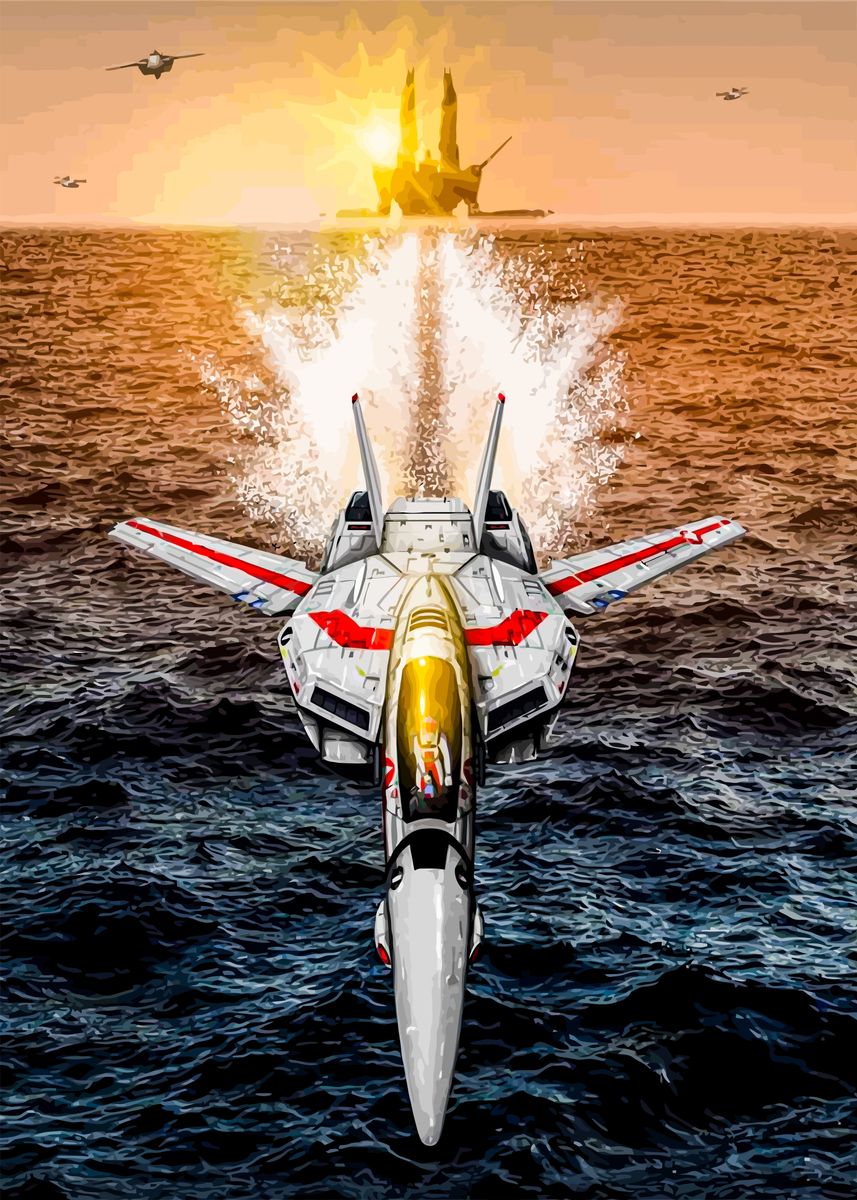 'Macross Jet' Poster, picture, metal print, paint by marga yudi | Displate