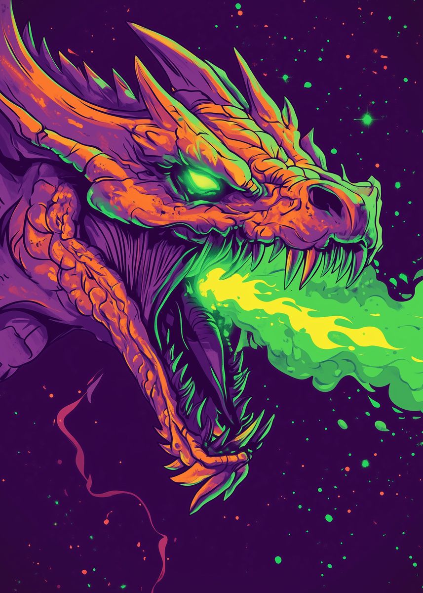 'Dragon poison Breath' Poster, picture, metal print, paint by Luna Echo ...