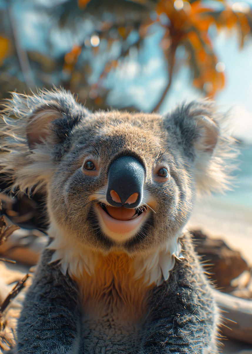 'Smiling Koala Close-Up' Poster, picture, metal print, paint by ...