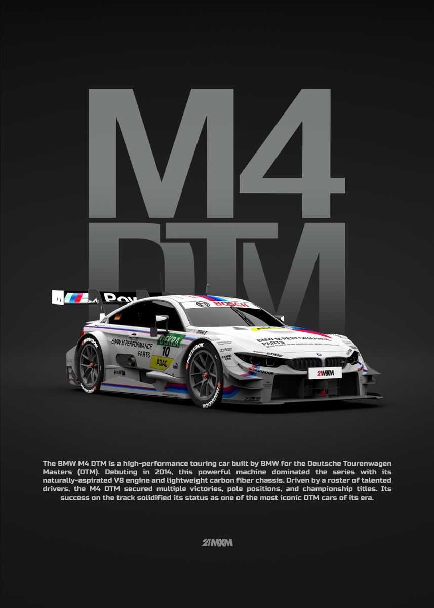 'BMW M4 DTM 2015 Race Car' Poster, picture, metal print, paint by 21 ...
