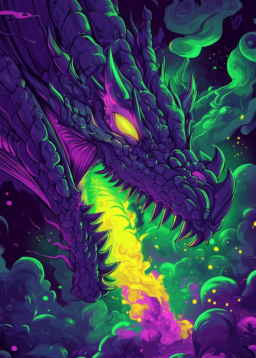 'Dragon Fire Breath' Poster, picture, metal print, paint by Luna Echo ...
