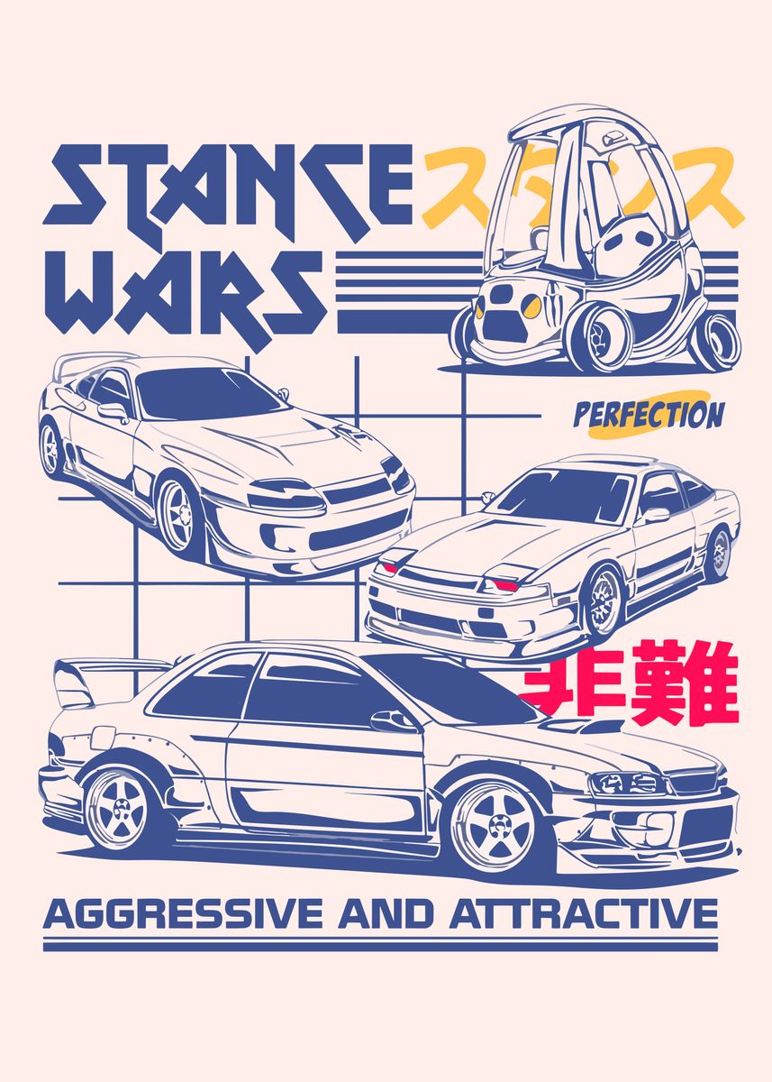 'Stance Wars Car Design' Poster, picture, metal print, paint by Pargoy ...