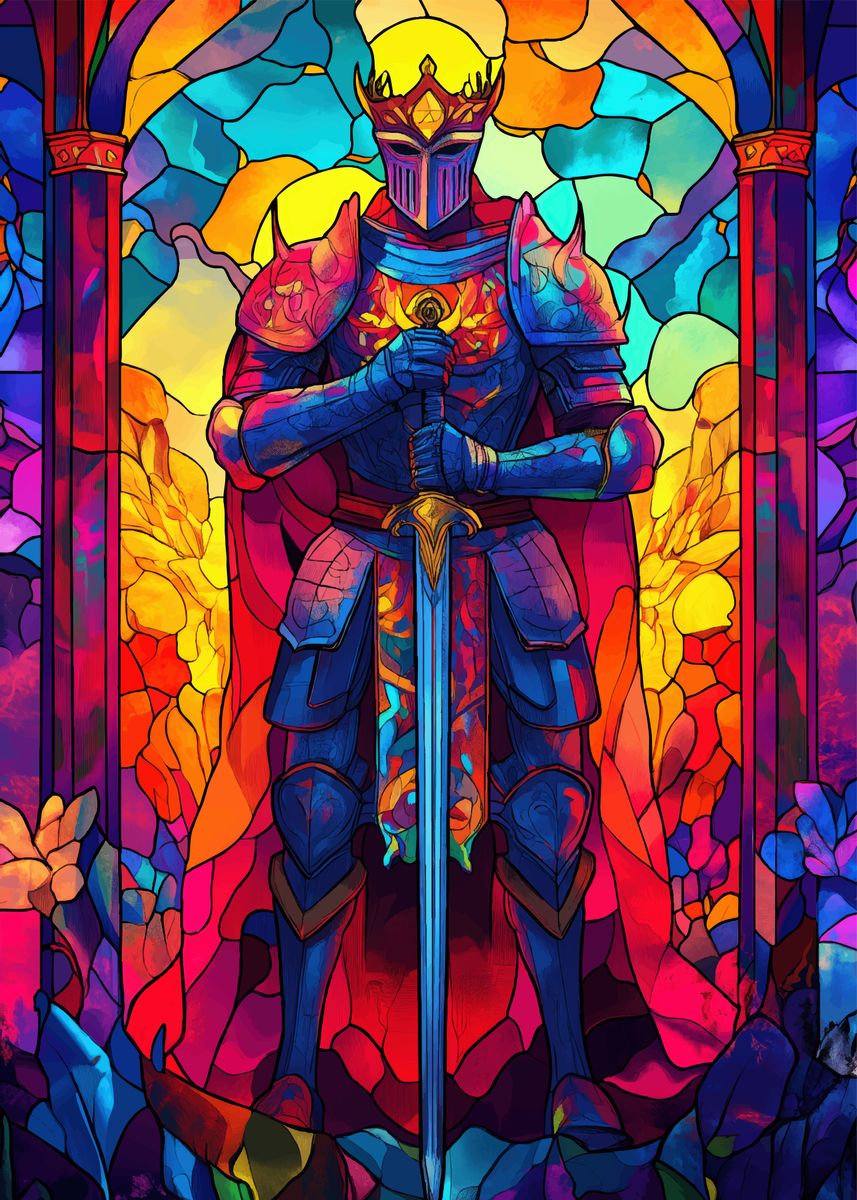 'Stained Glass Knight' Poster, picture, metal print, paint by PIXOSTER ...