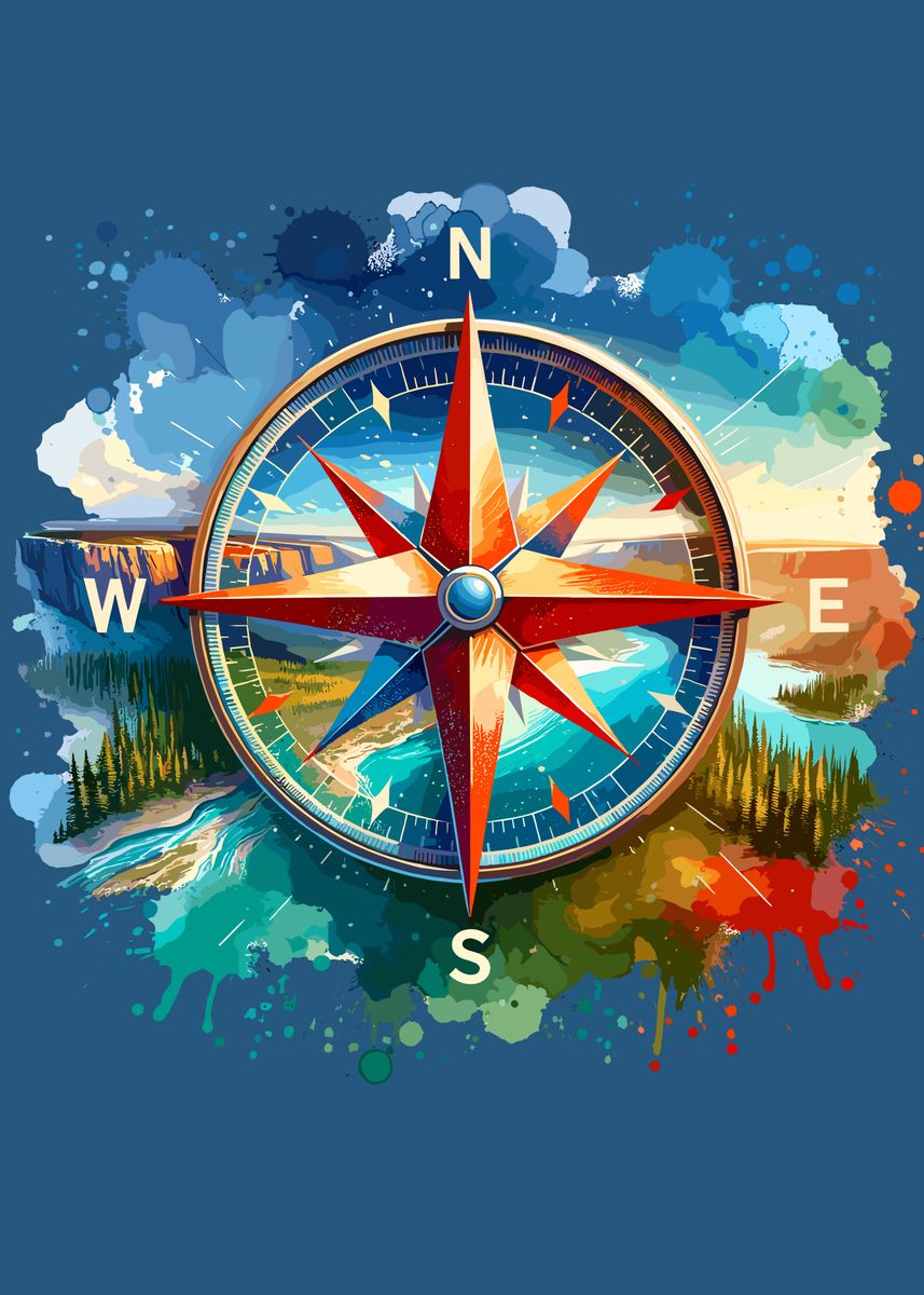 'Compass Rose Star' Poster, picture, metal print, paint by Ray Crimson ...