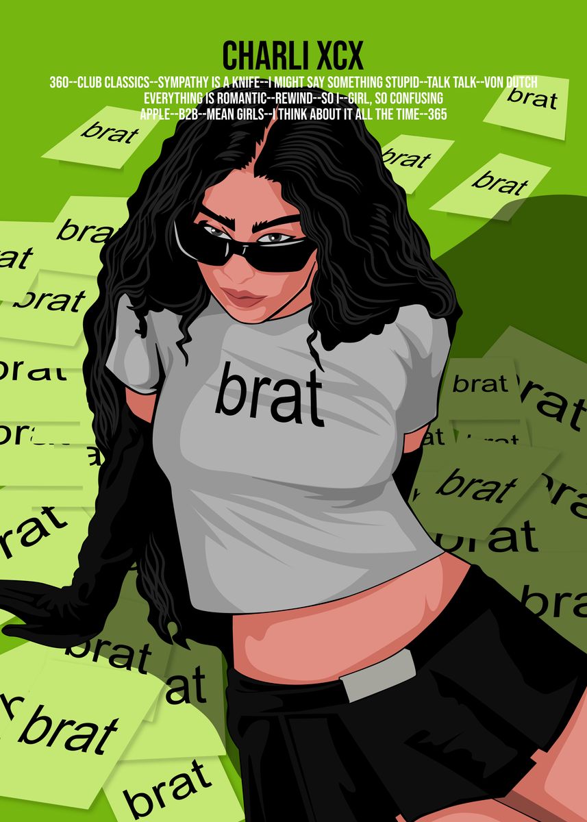 'Charli XCX Brat Illustration' Poster, picture, metal print, paint by ...