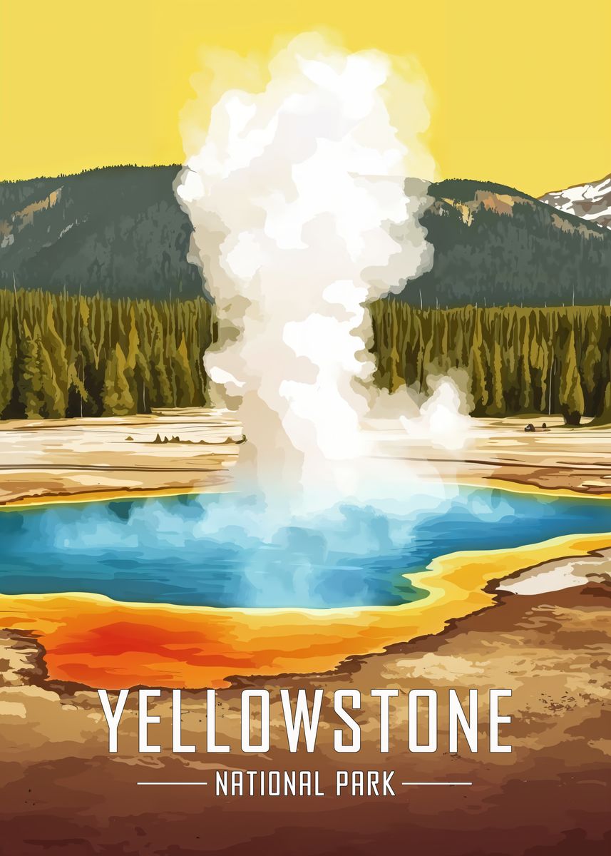 'Yellowstone National Park Geyser Poster' Poster, picture, metal print ...