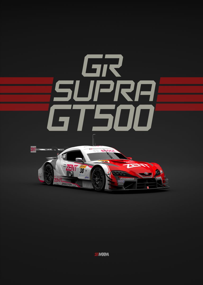 'Toyota Supra GR GT500 2020 - Front' Poster, picture, metal print, paint by 21 MXM | Displate