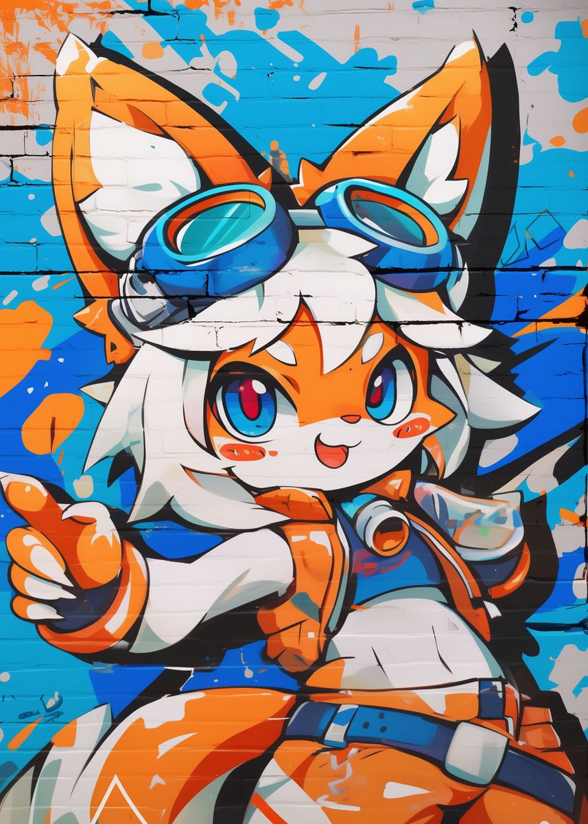 'Fox Girl Graffiti Art' Poster, picture, metal print, paint by Akai ...