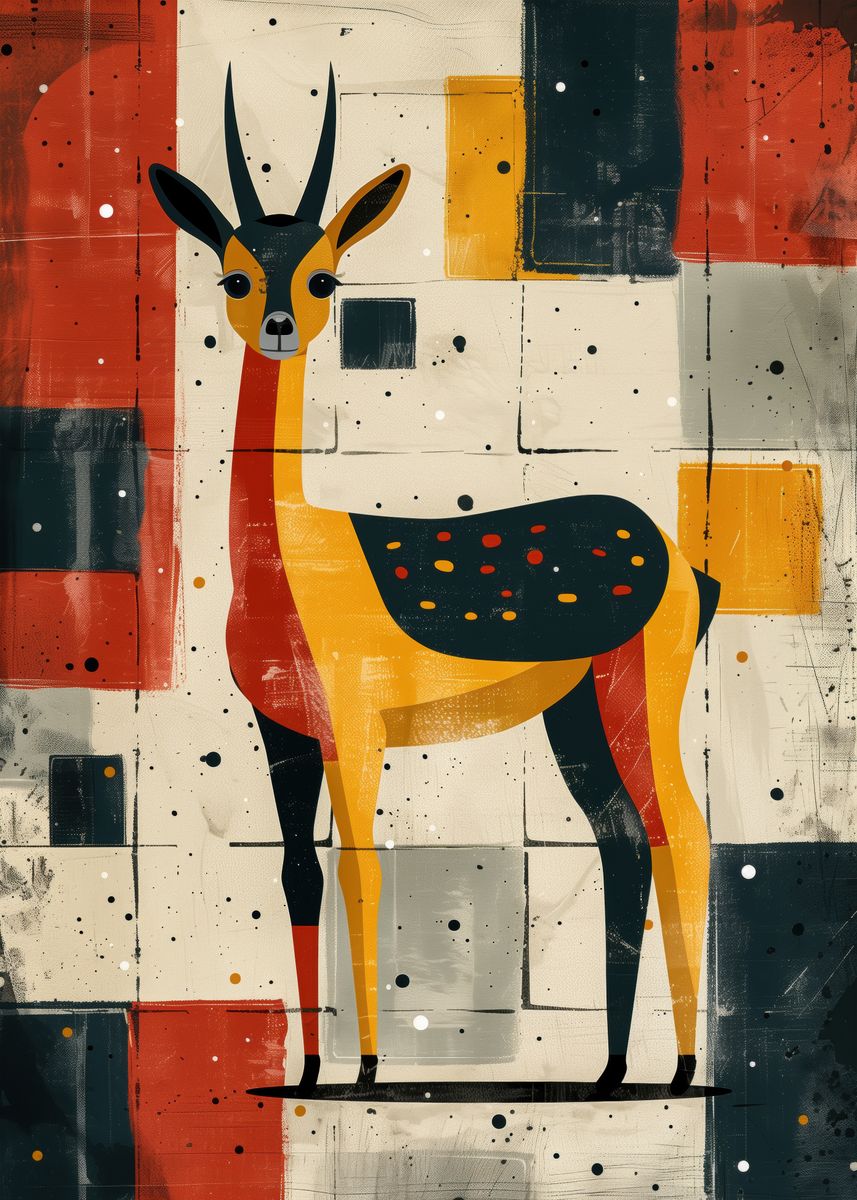 'Geometric Gazelle Art Print' Poster, picture, metal print, paint by ...