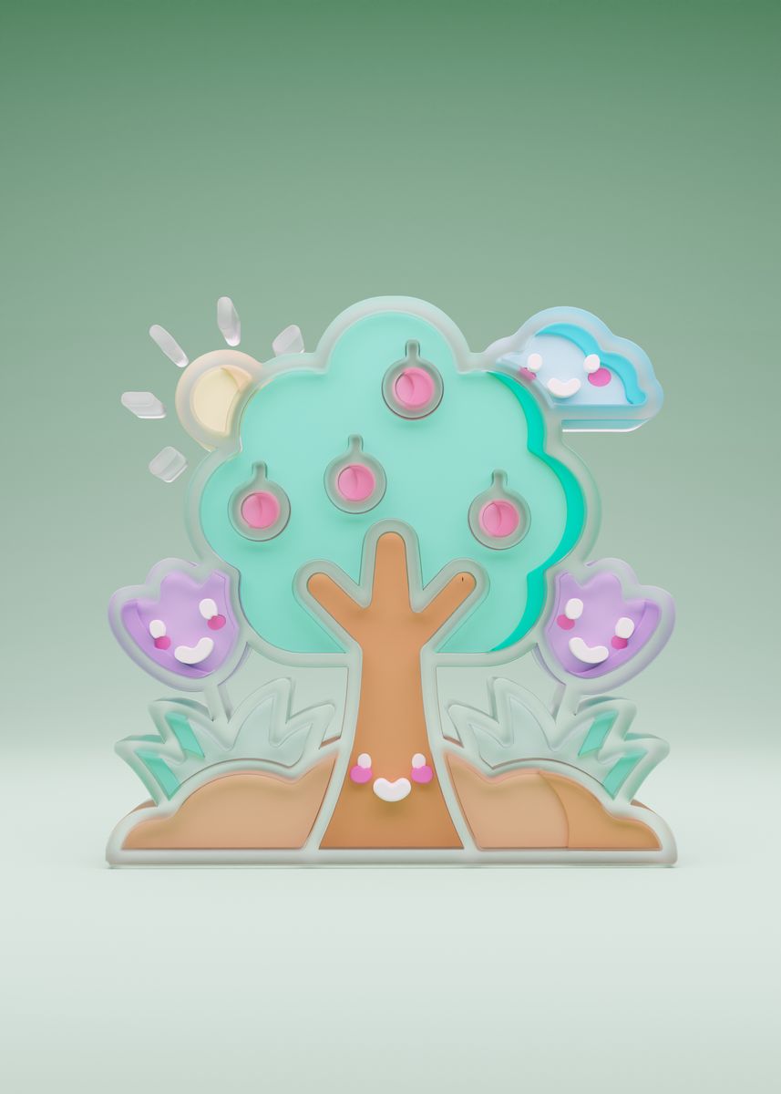 'Cute Cartoon Tree' Poster, picture, metal print, paint by Rita Lin ...