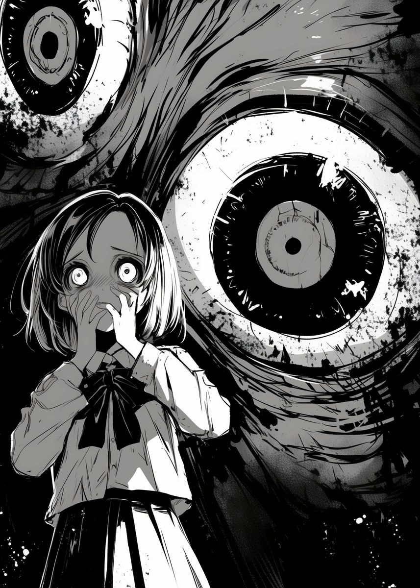 'Anime Girl Fear' Poster, picture, metal print, paint by Sumi Kurai ...