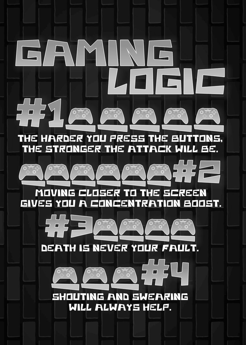'Gaming Logic Poster' Poster, picture, metal print, paint by bigcuan ...