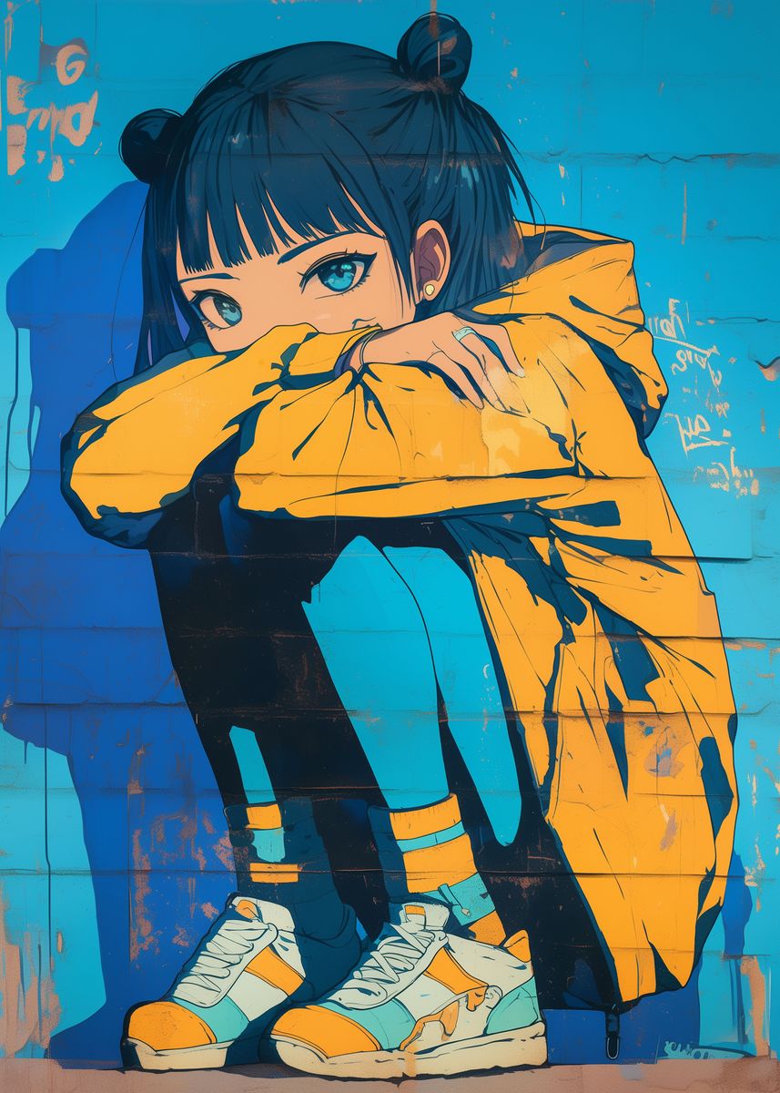 'Anime Girl Graffiti' Poster, picture, metal print, paint by Tomorrow ...
