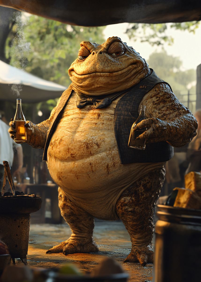 'Jabba the Hutt with Drinks' Poster, picture, metal print, paint by ...