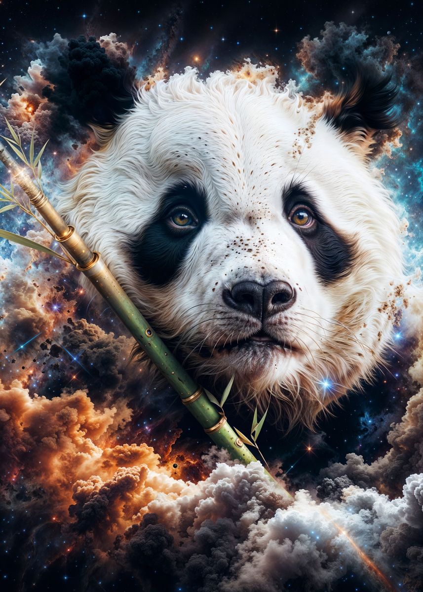 'Cosmic Nebula Panda' Poster, picture, metal print, paint by HyperArt ...