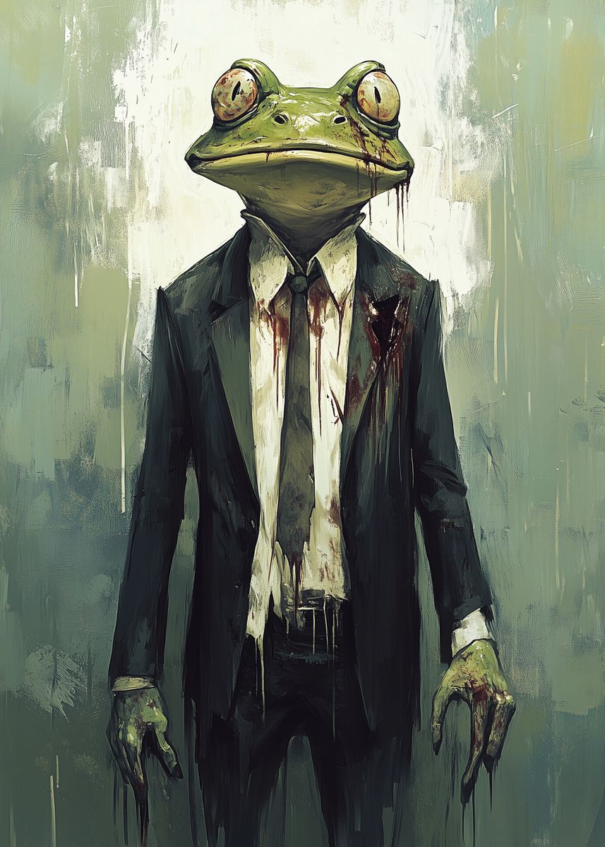'Zombie Frog in Suit' Poster, picture, metal print, paint by ...